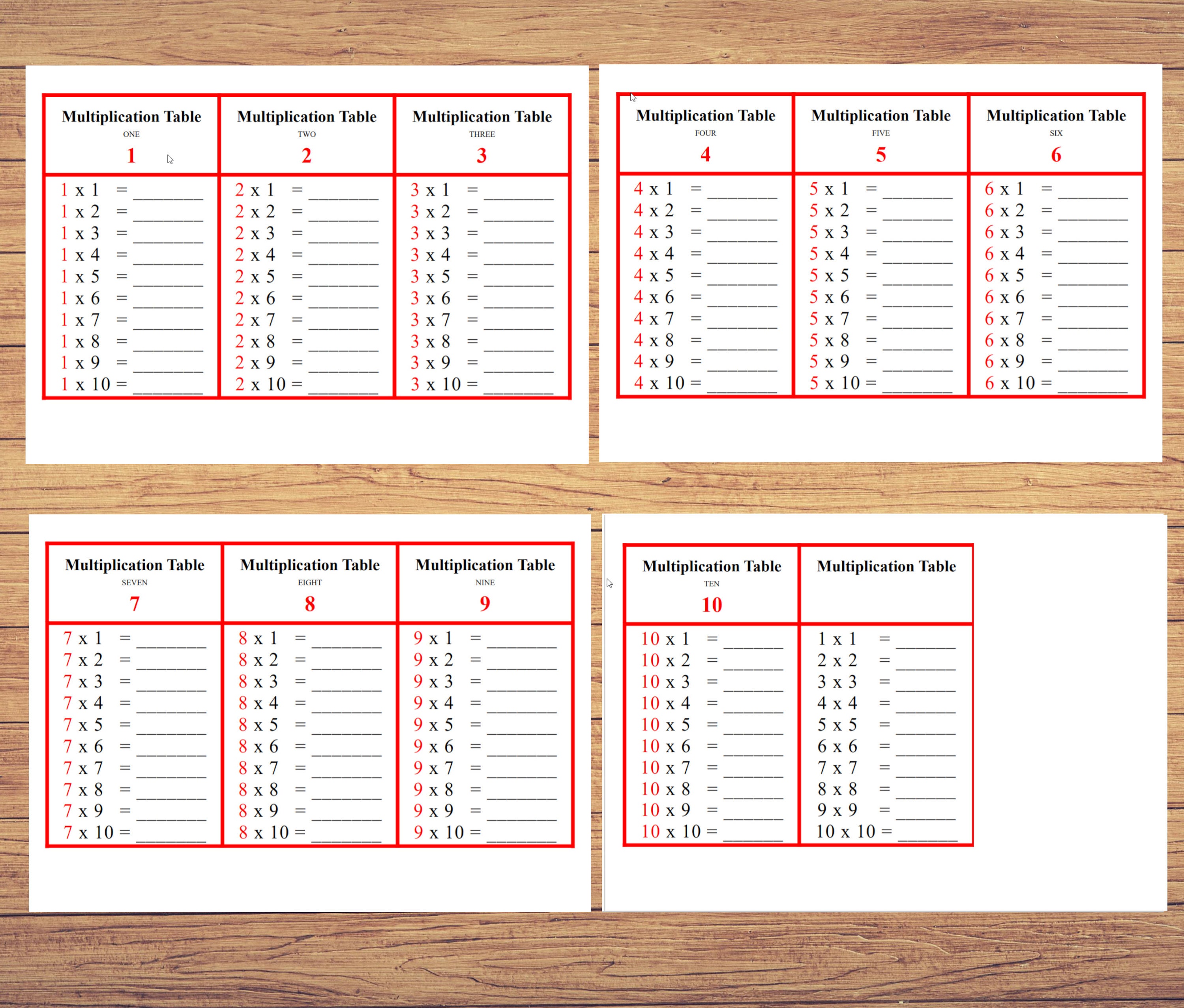 Multiplication Tables - Montessori Math, Printable Problem Cards ...
