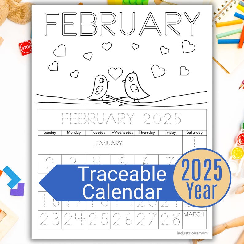 2025 Printable Kindergarten and Preschool Calendar With Traceable ...