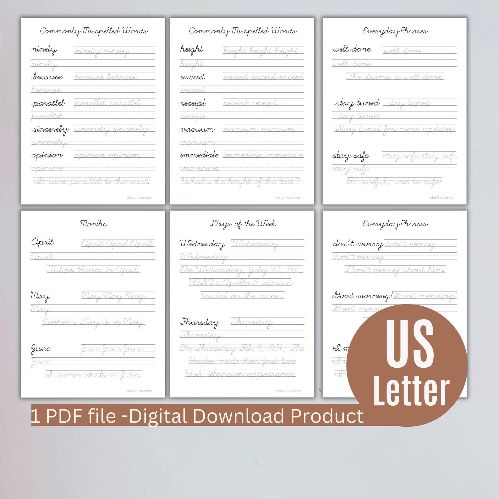 Learning Cursive Writing – Commonly Misspelled Words, Everyday Phrases ...