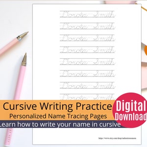 Printable Custom Cursive First and Last Name Tracing Sheet for Adults ...