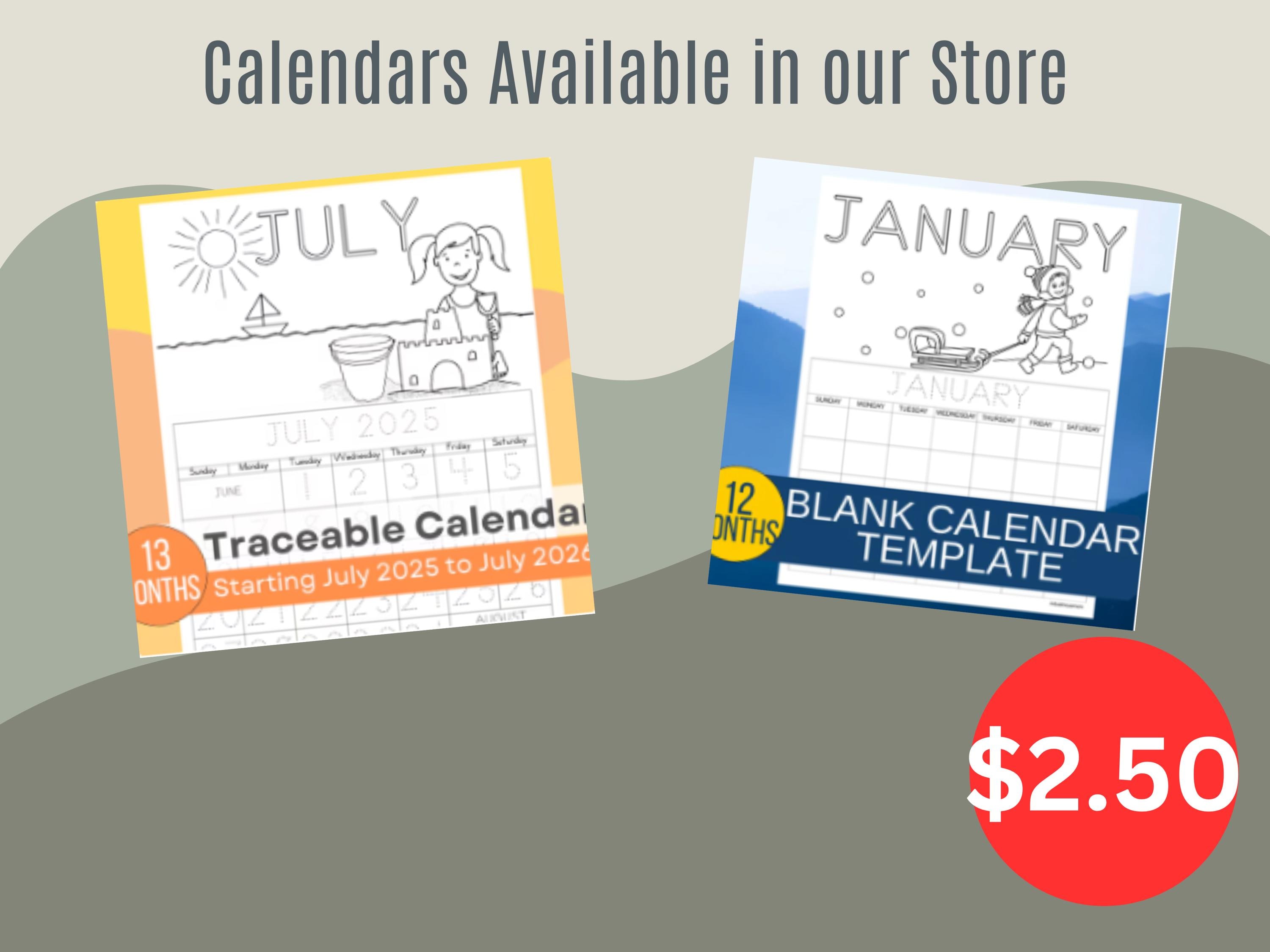 Printable Kids Calendar 2025-2026 – Traceable Monthly Pages for ...