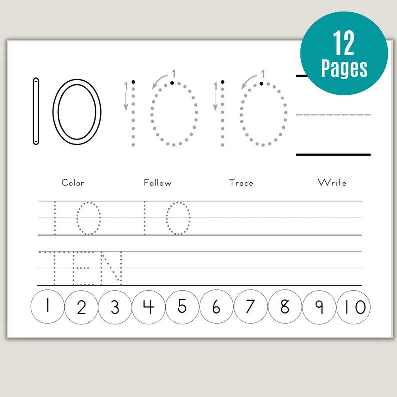 Preschool Number Writing Practice Worksheet Printable, Tracing Numbers ...