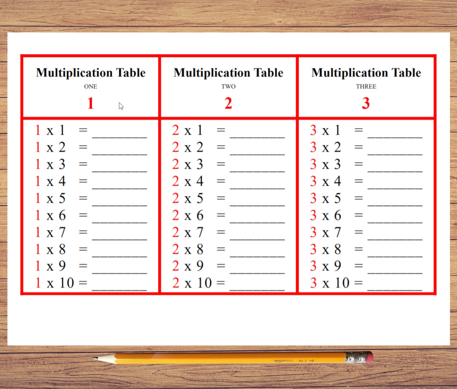 Bundle Multiplication Tables Numbers 1 to 10 Printable and Table Chart ...
