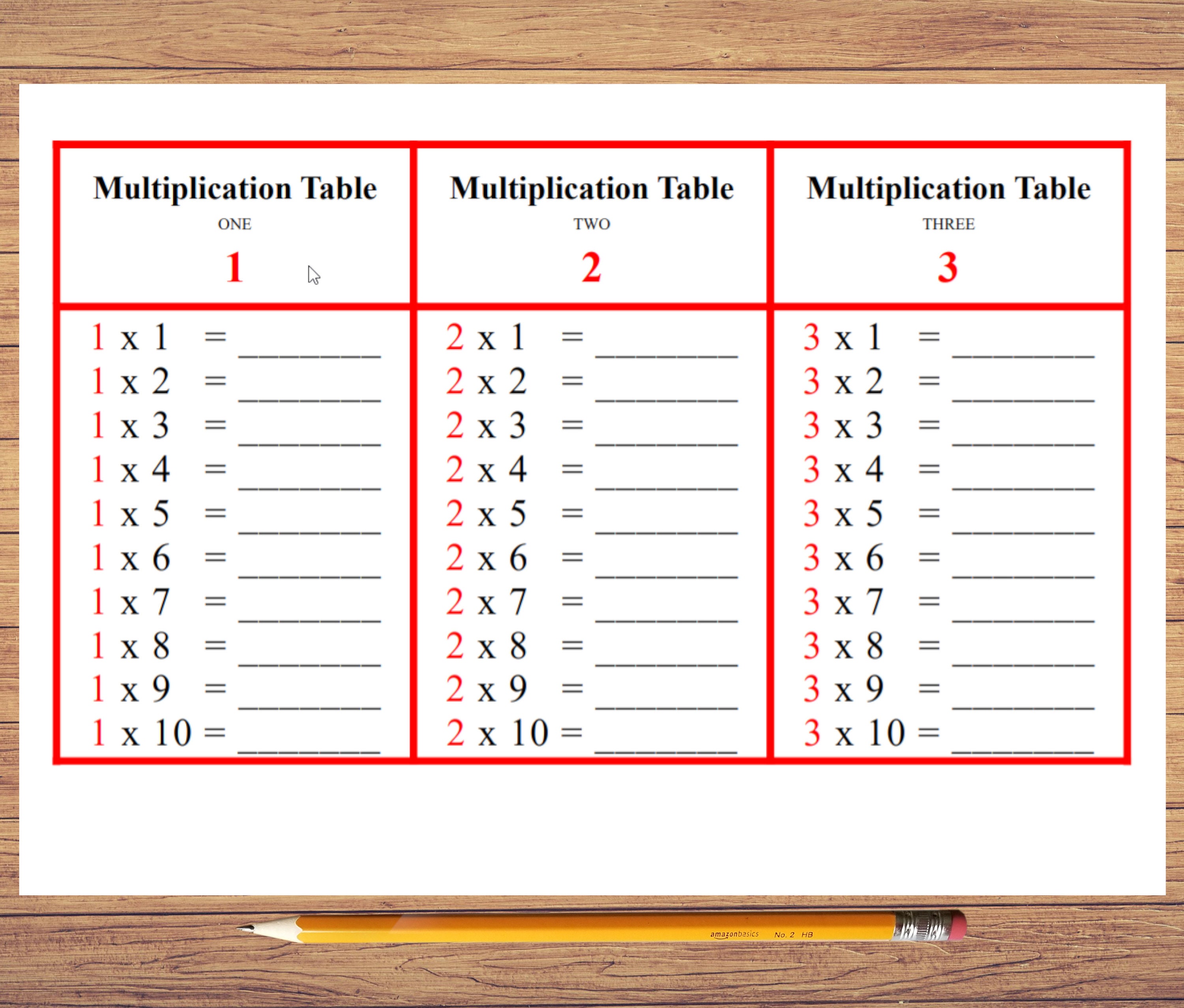 Bundle Multiplication Tables Numbers 1 to 10 Printable and Table Chart ...