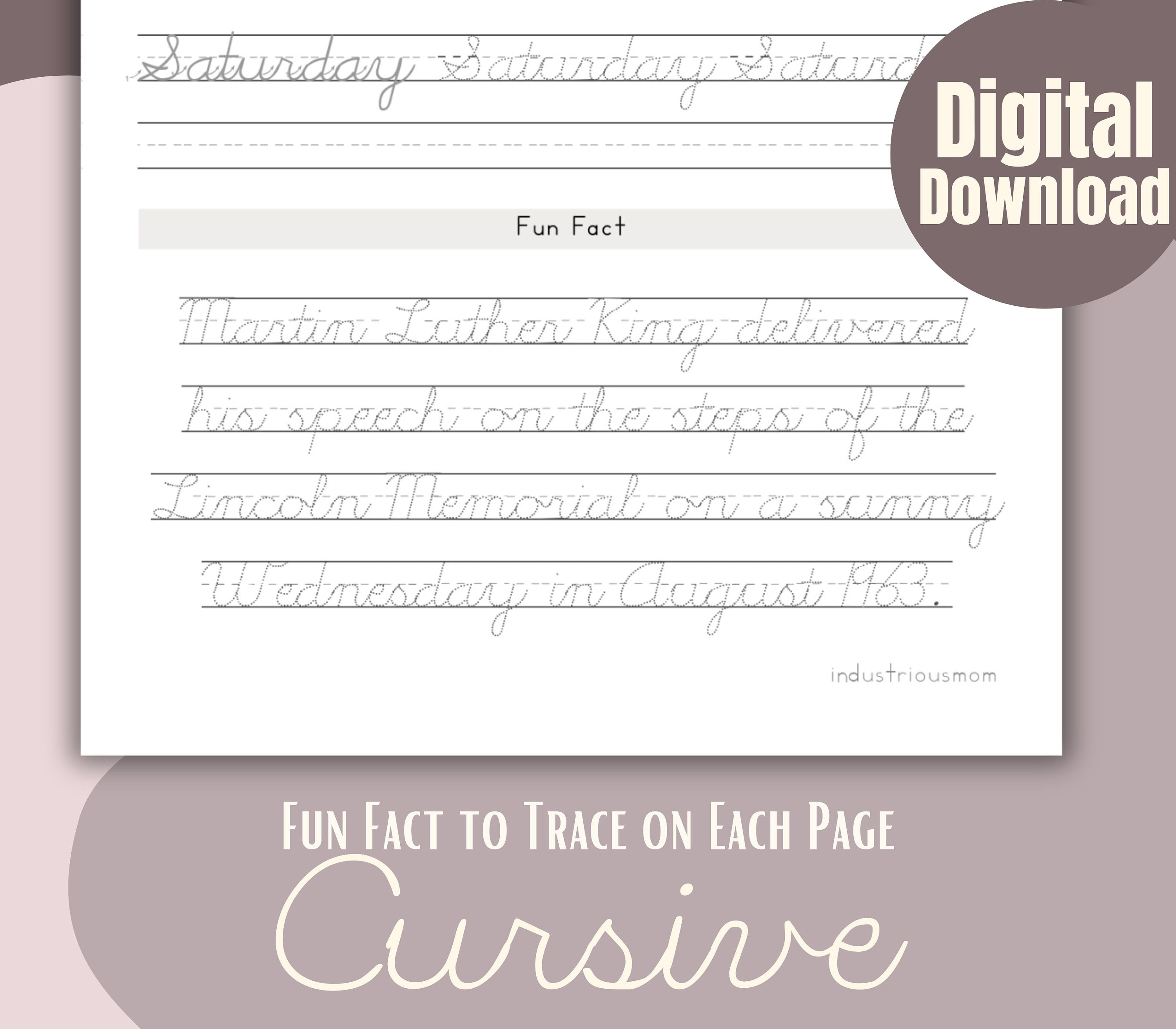 Cursive Tracing Worksheets: Days, Months, Common Words and Fun Facts ...