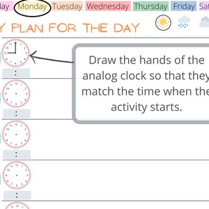Printable Daily Kids Schedule With Learning Clock -visual Routine ...