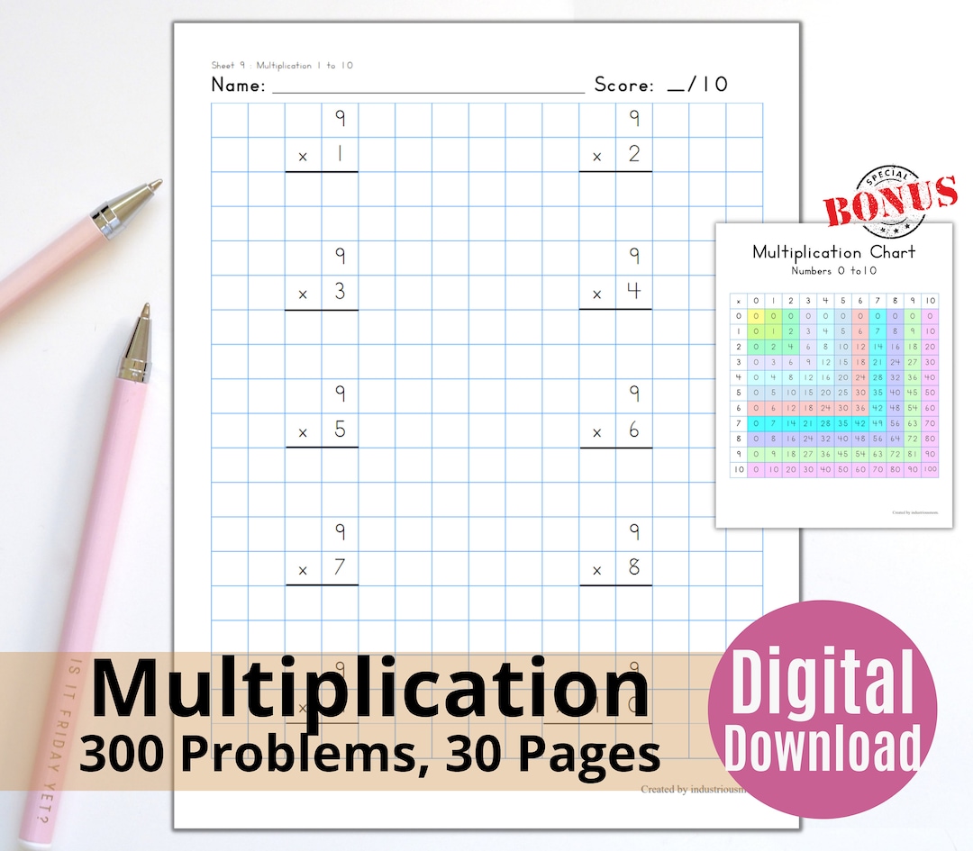 Multiplication Worksheet 30 Practice Sheets With Increasing Difficulty ...