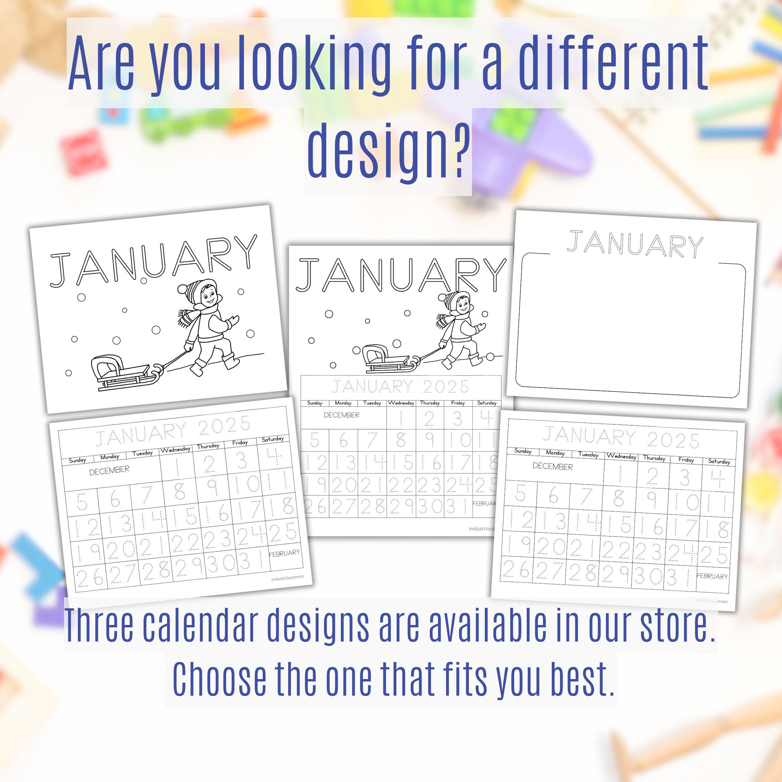 2025 Printable Kindergarten and Preschool Calendar With Traceable ...
