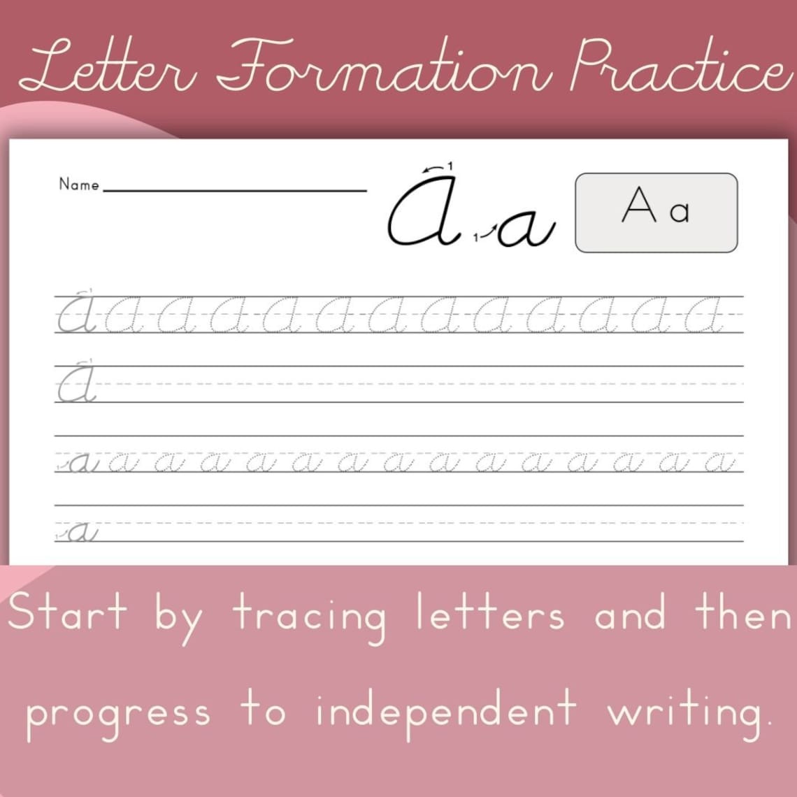 26-page Cursive Alphabet Practice Workbook: Letters, Connectors, Words ...