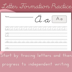 26-page Cursive Alphabet Practice Workbook: Letters, Connectors, Words ...
