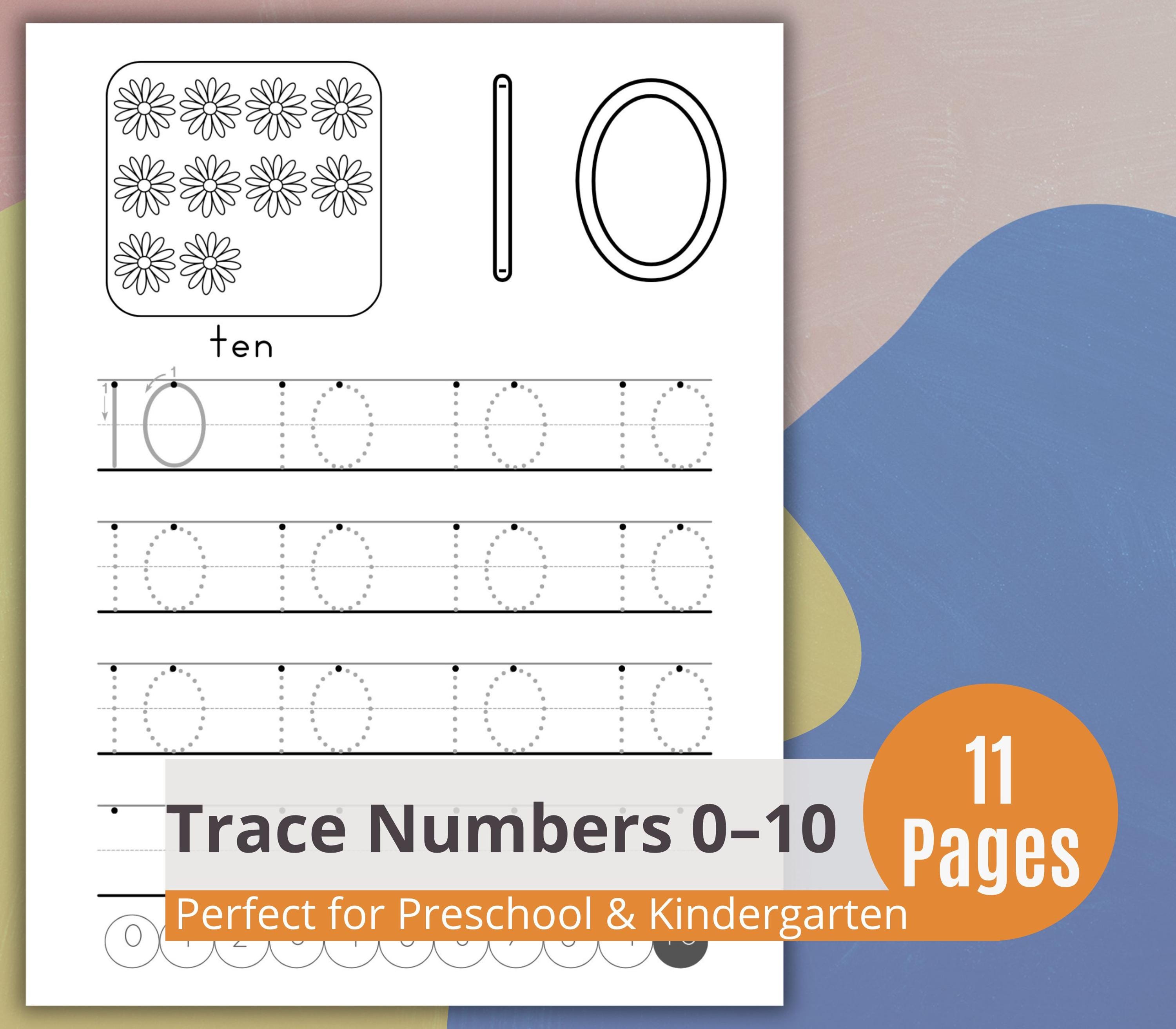 Number Tracing Worksheets 0–10 Printable • Preschool Kindergarten ...