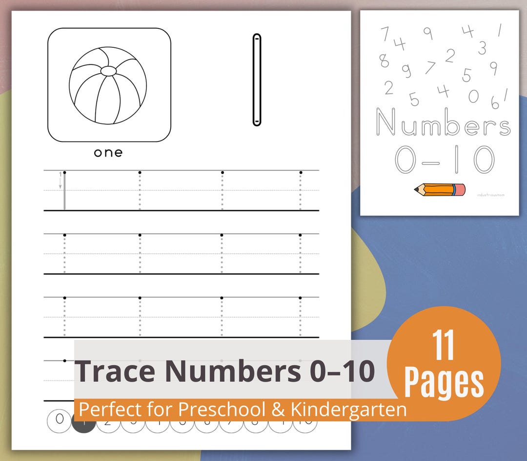 Number Tracing Worksheets 0–10 Printable • Preschool Kindergarten ...