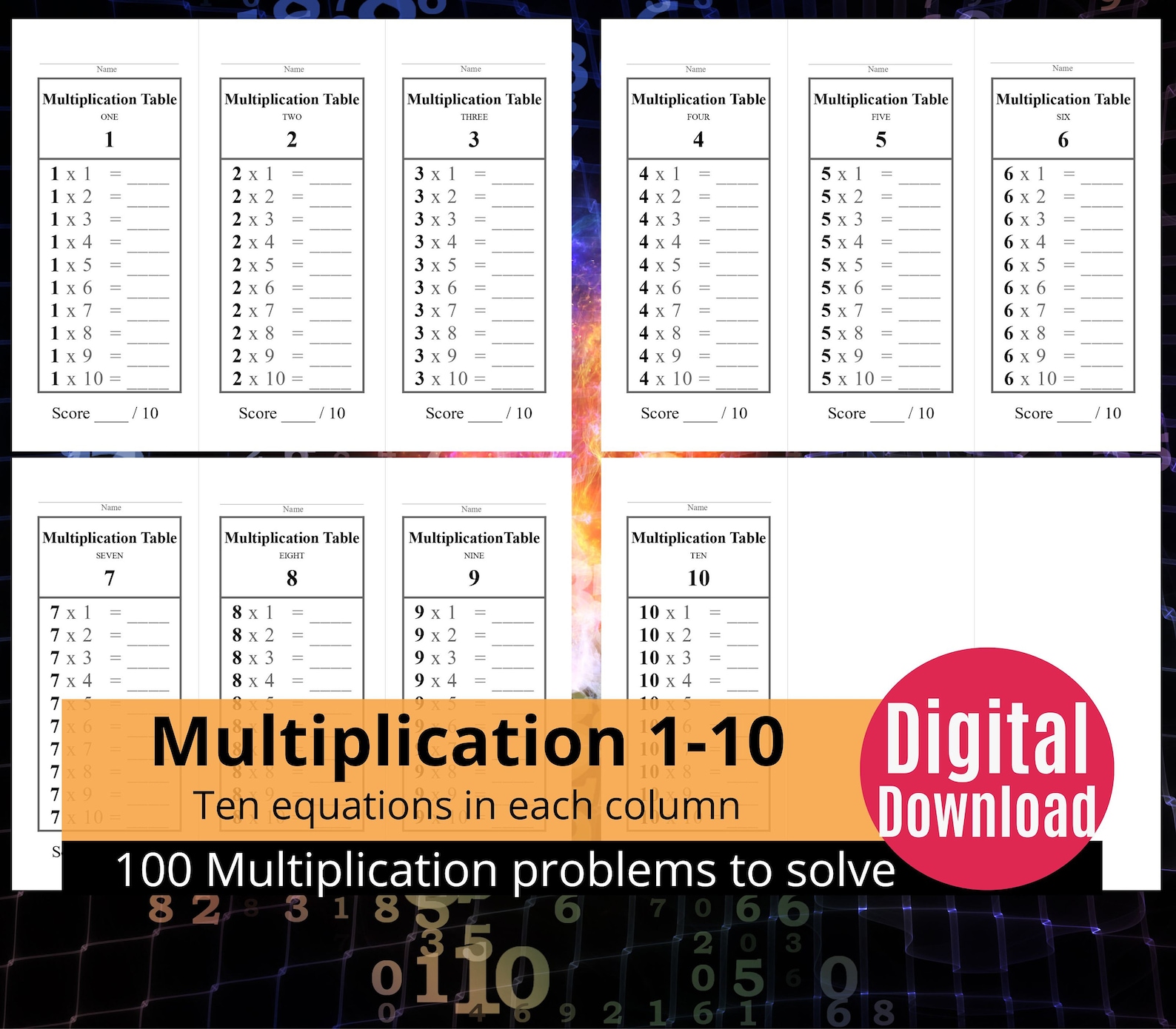 Daily Multiplication Practice Numbers 1 to 10, Basic Multiplication ...