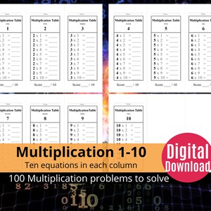 Daily Multiplication Practice Numbers 1 to 10, Basic Multiplication ...