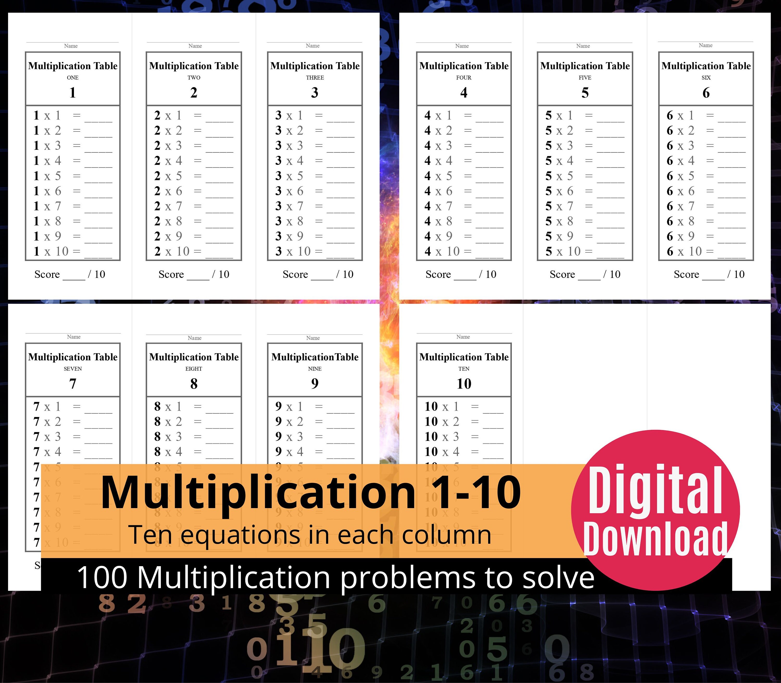 Daily Multiplication Practice Numbers 1 to 10, Basic Multiplication ...