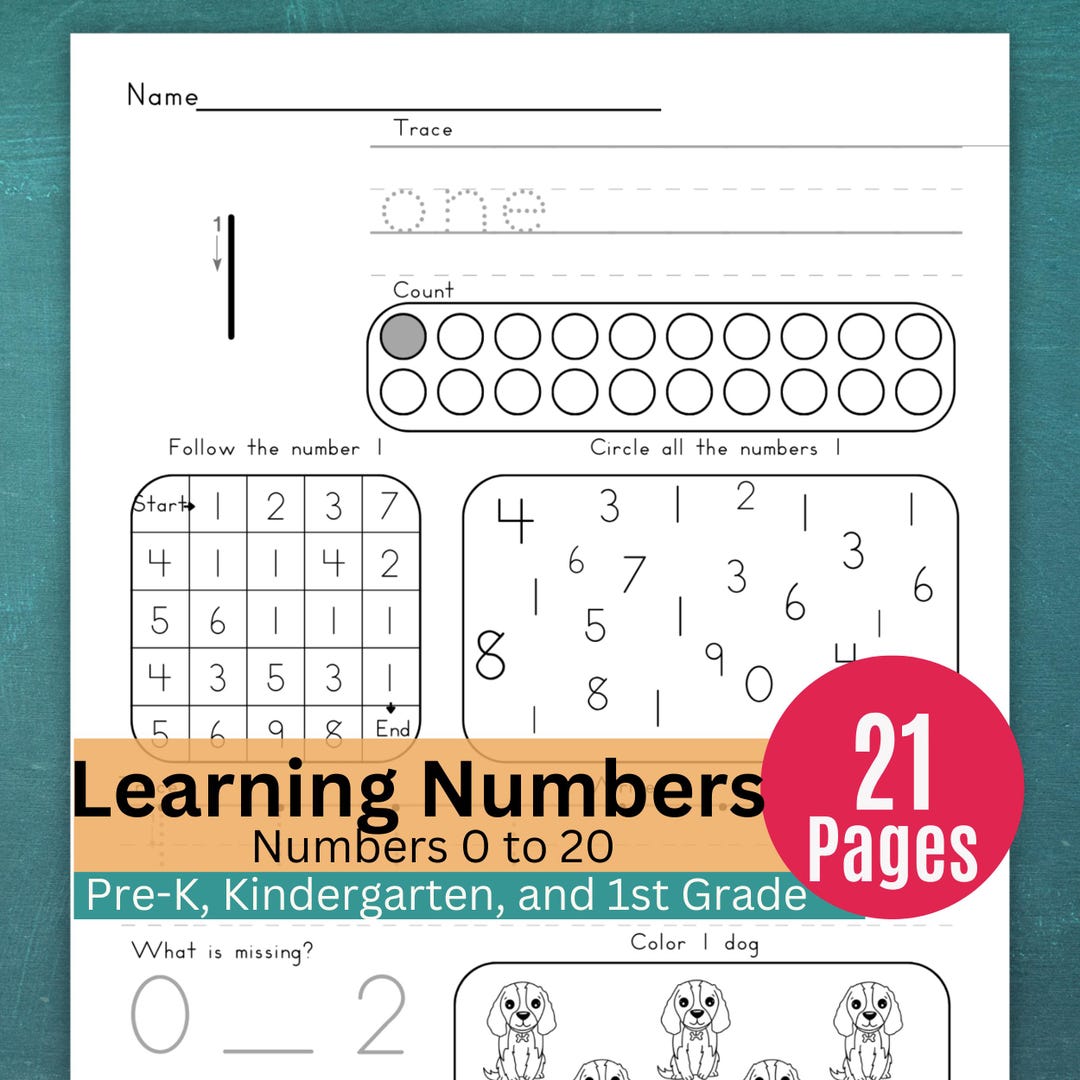 Kindergarten Number Practice Worksheets | Tracing, Counting, and Number ...