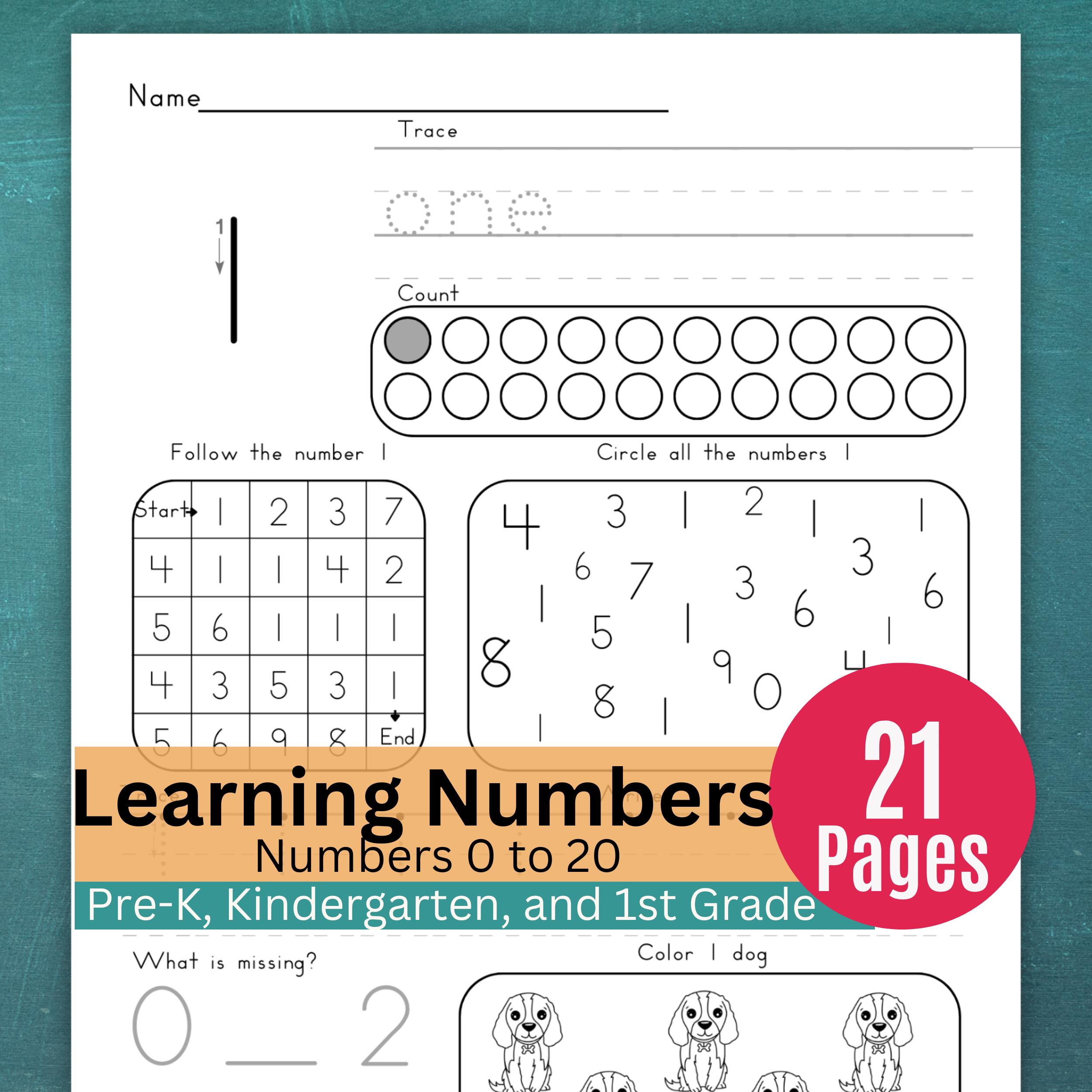 Kindergarten Number Practice Worksheets | Tracing, Counting, and Number ...