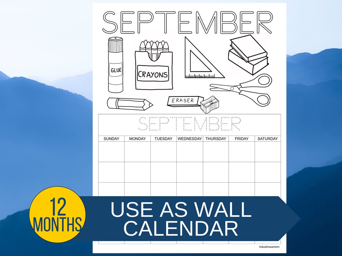 Blank Monthly Calendar Template With Space to Write Numbers and a ...