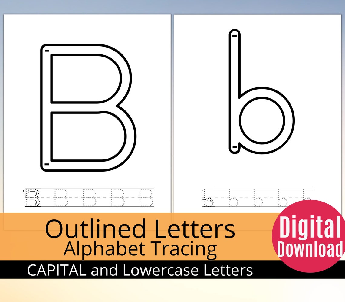 Outlined Alphabet Uppercase and Lowercase Letters for - Etsy
