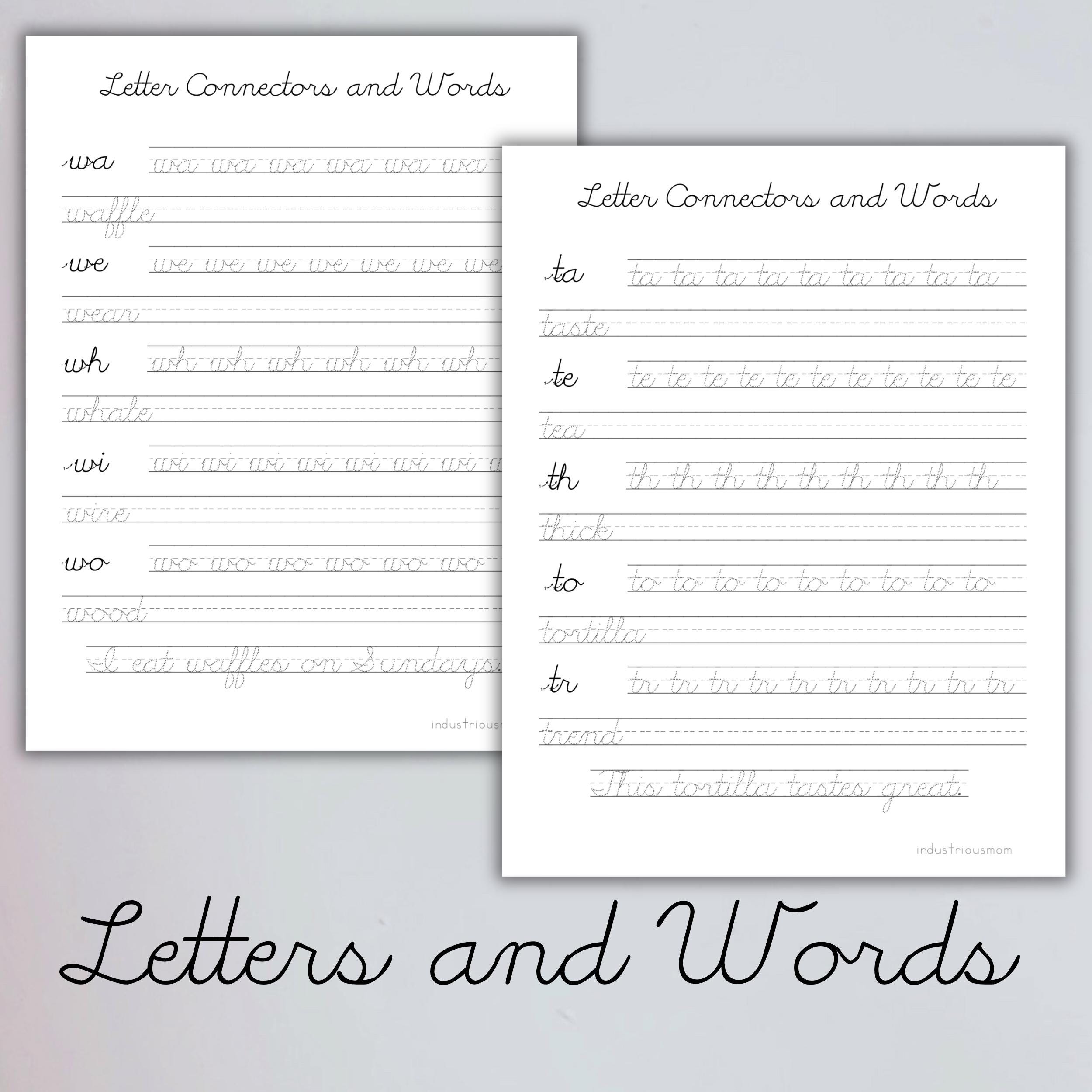 Learning Cursive Letter Connectors Practice – 27 Pages Printable PDF ...