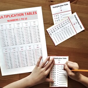 Bundle Multiplication Tables Numbers 1 to 10 Printable and Table Chart ...