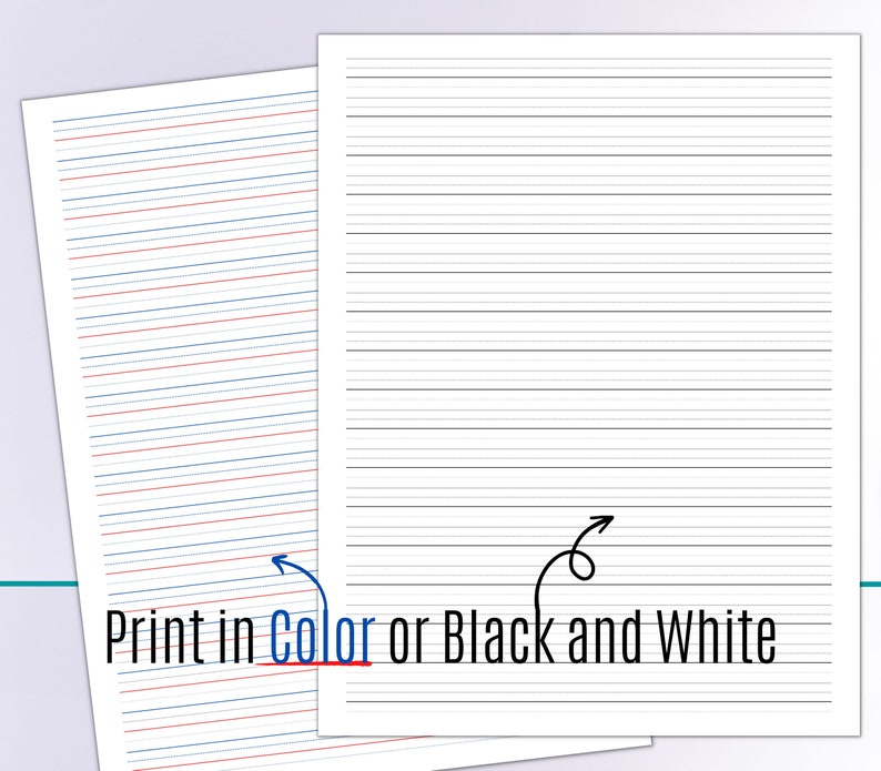 Printable Lined Paper Template for Teens and Adults - Red & Blue Lines ...