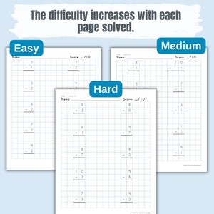 Printable Subtraction Chart & Worksheets Bundle - Kindergarten and 1st ...