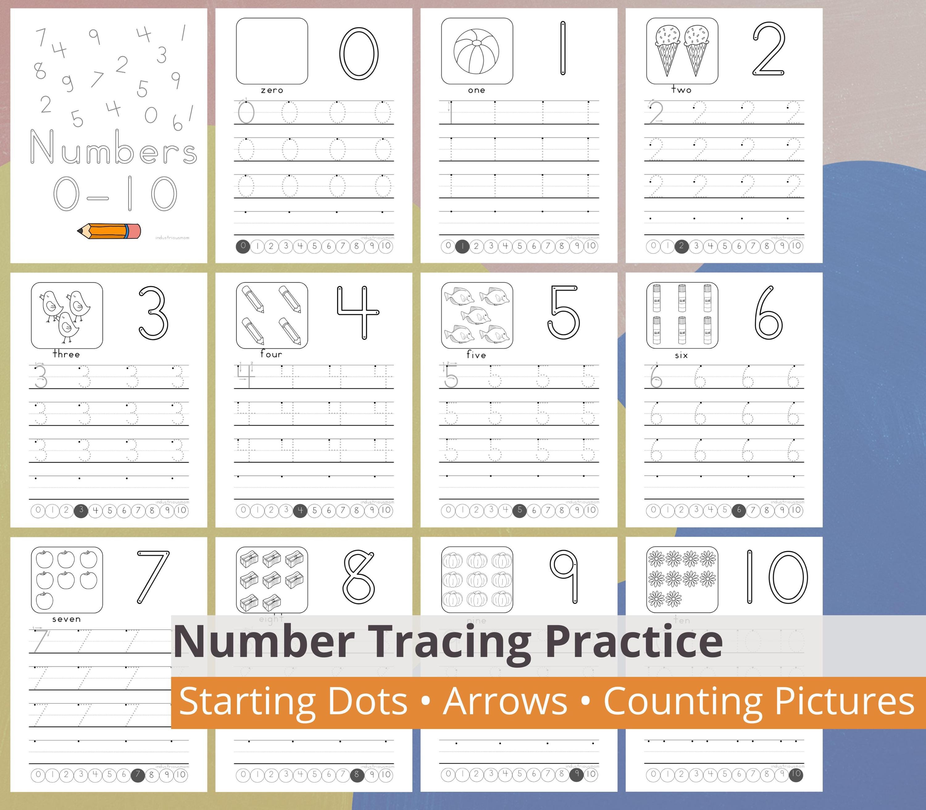 Number Tracing Worksheets 0–10 Printable • Preschool Kindergarten ...