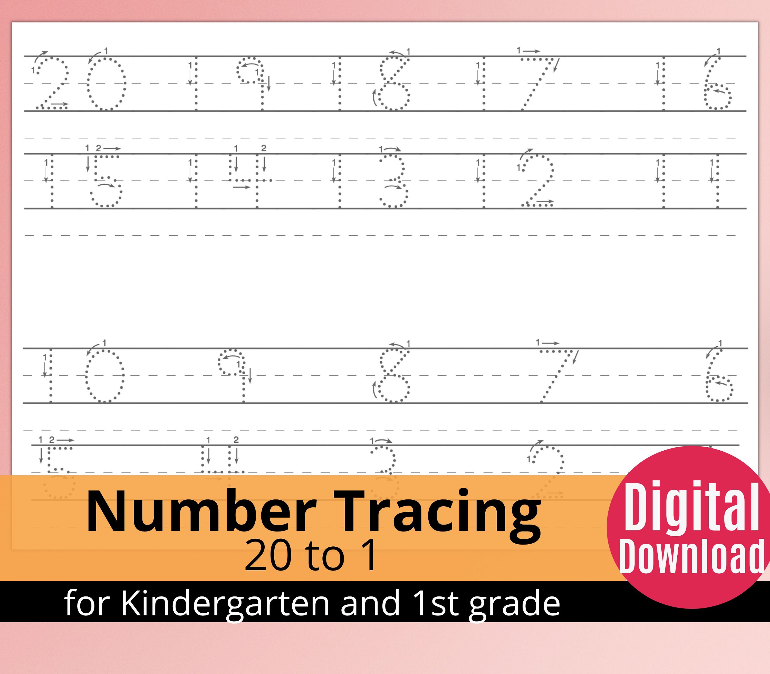 Number Tracing Worksheets - Traceable Numbers - Numbers 1-20 Worksheet ...