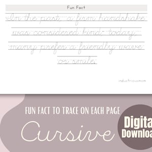 Cursive Tracing Worksheets: Days, Months, Common Words and Fun Facts ...