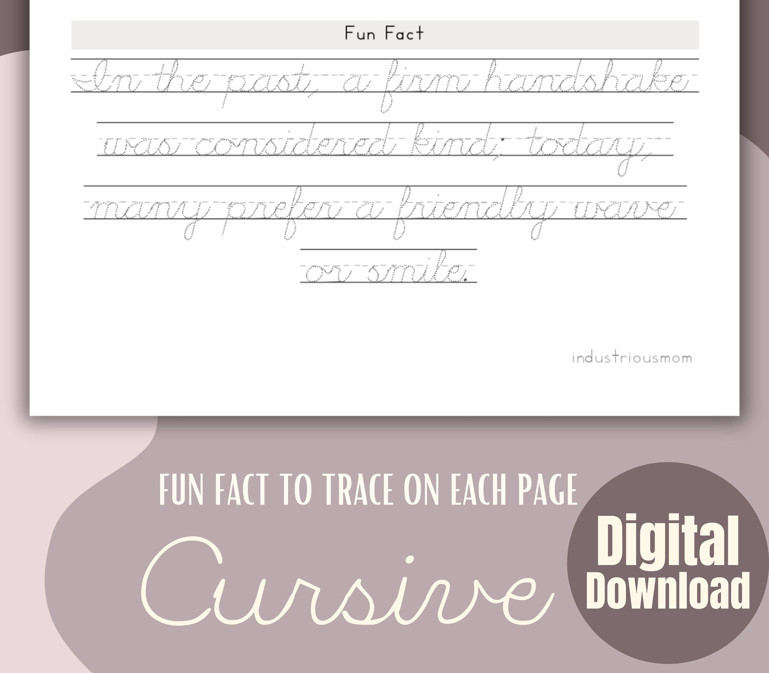 Cursive Tracing Worksheets: Days, Months, Common Words and Fun Facts ...