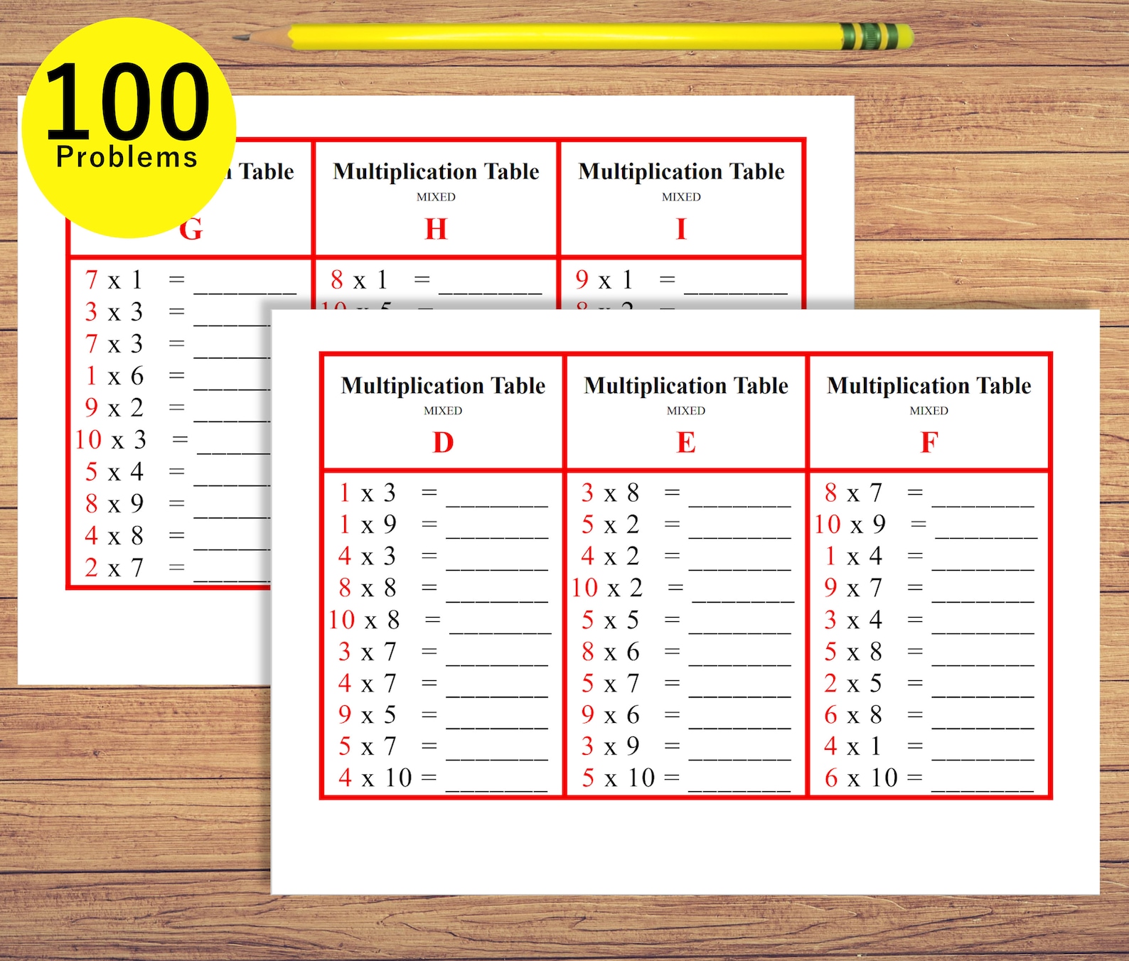 Multiplication Problems - Multiplication Table - Montessori Like Math ...