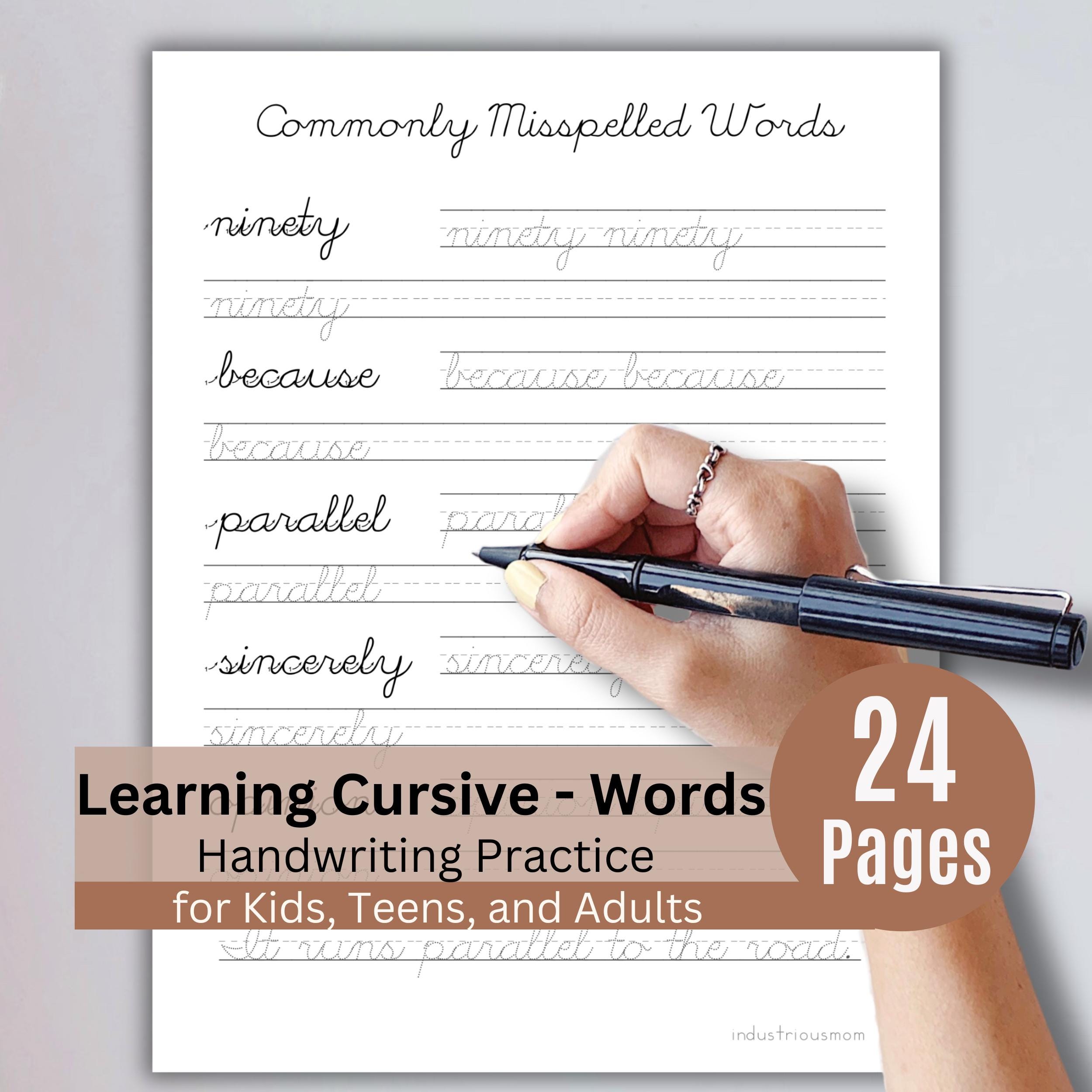 Learning Cursive Writing – Commonly Misspelled Words, Everyday Phrases ...