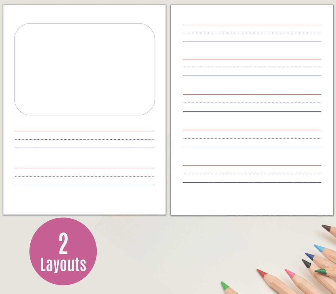 Kindergarten Lined Paper Printable - Handwriting Paper - Story Writing ...
