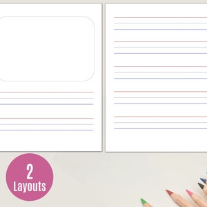 Kindergarten Lined Paper Printable - Handwriting Paper - Story Writing ...