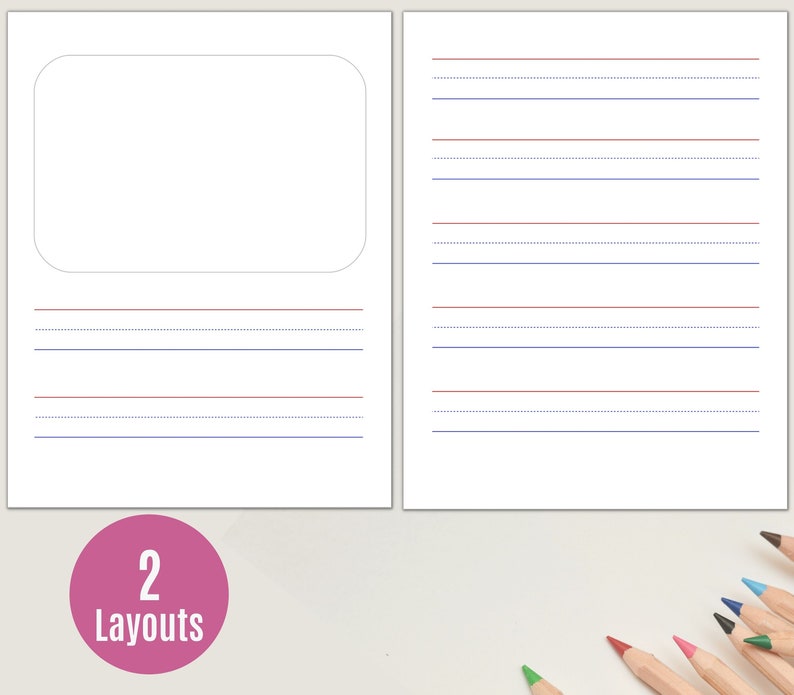 Kindergarten Lined Paper Printable - Handwriting Paper - Story Writing ...