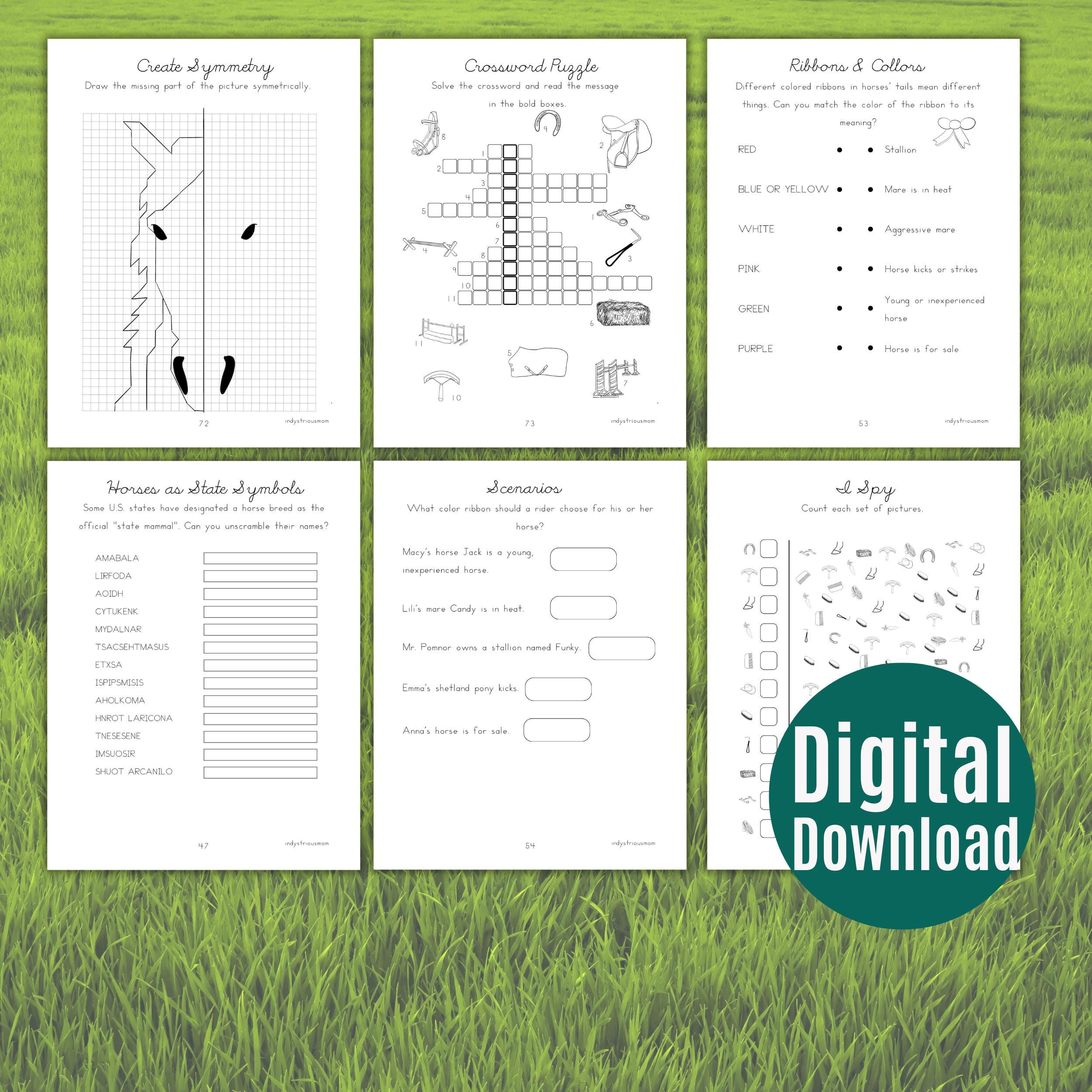 Horse Activity Book for Kids – Printable Horse Camp Workbook | Fun ...