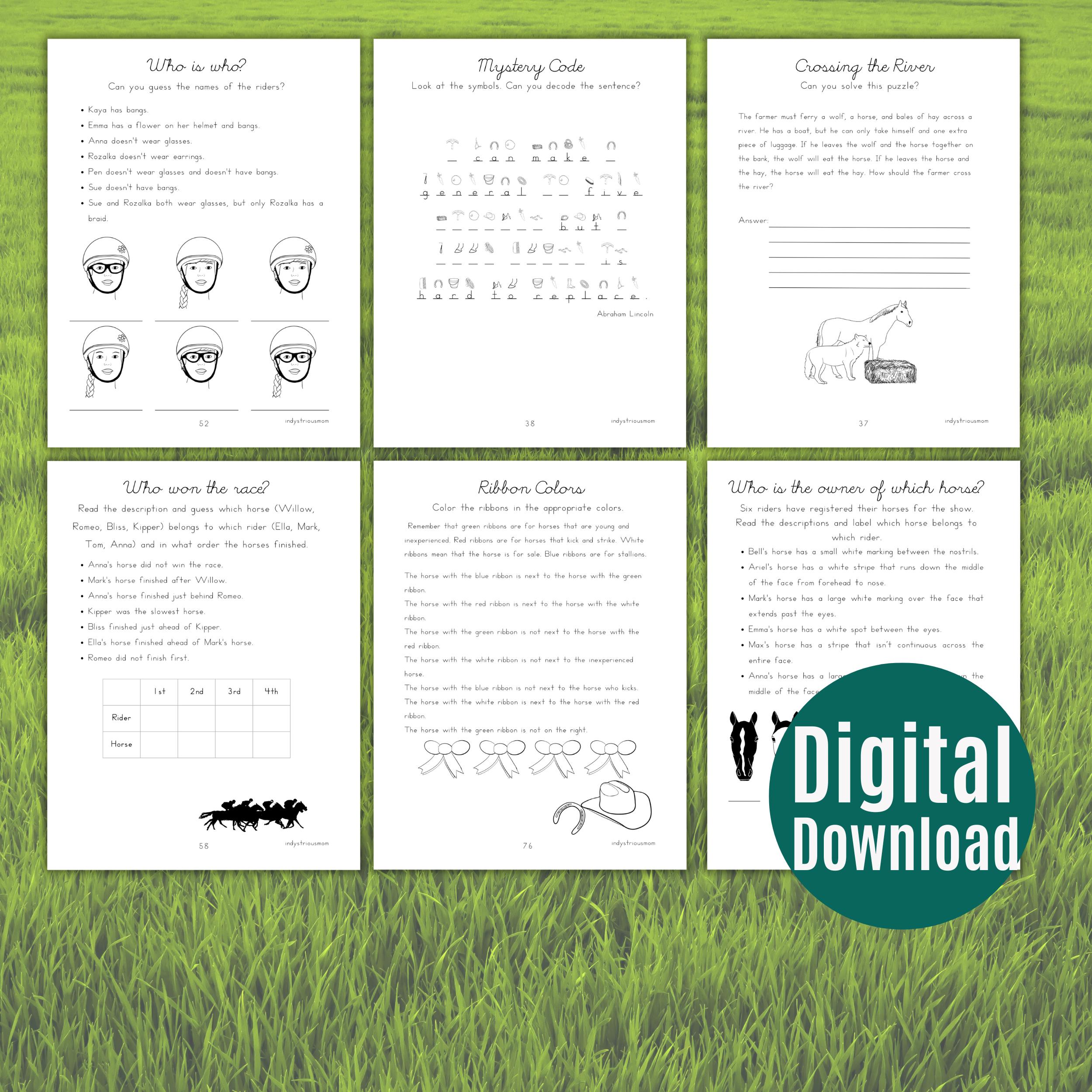 Horse Activity Book for Kids – Printable Horse Camp Workbook | Fun ...