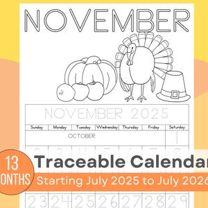 Printable Kids Calendar 2025/2026 – Monthly Tracing Calendar for ...