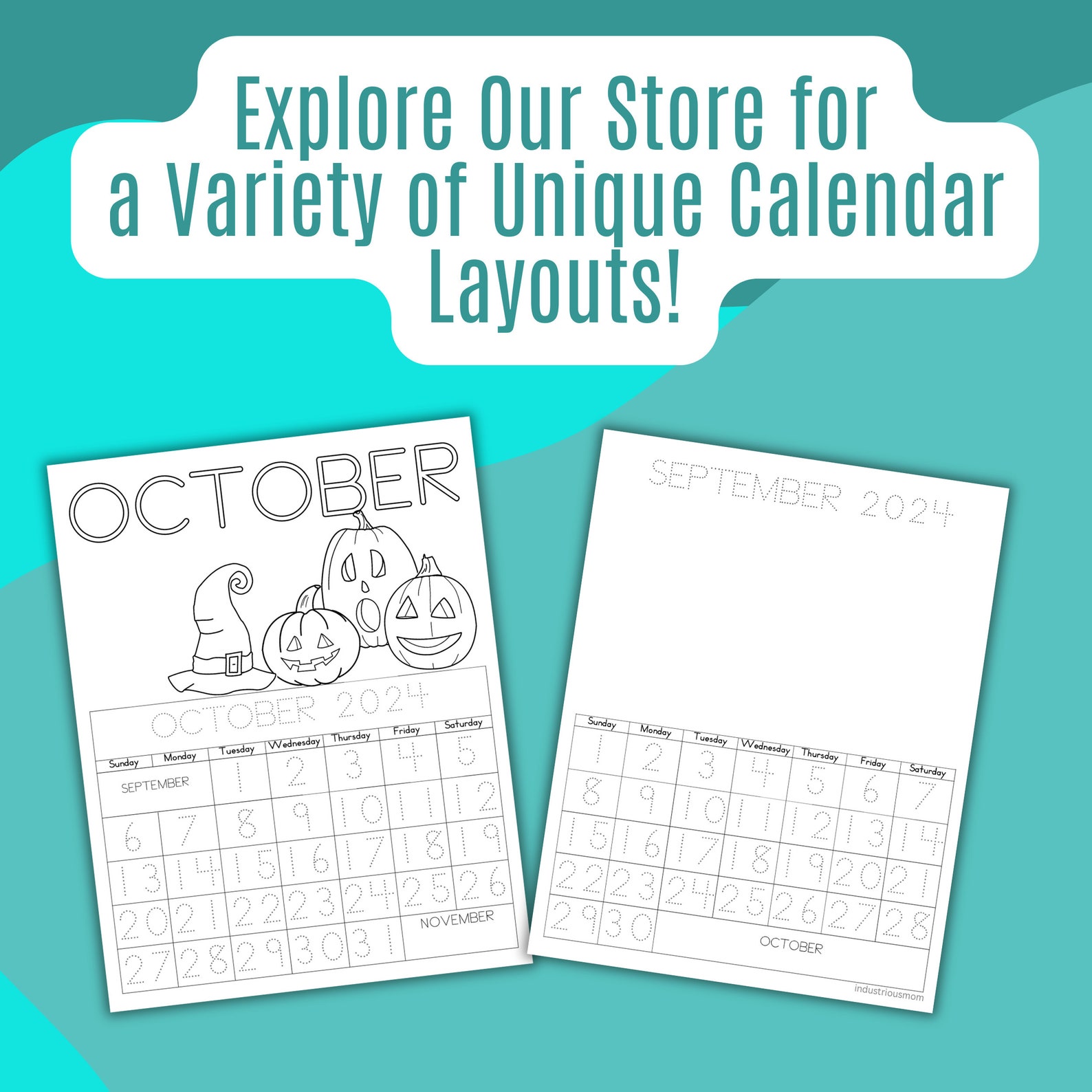 Educational Printable Kids Calendar for the School Year 2024-2025 With ...