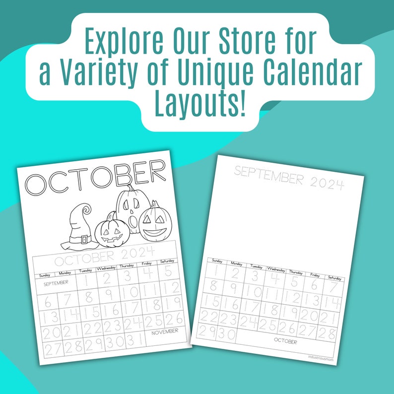 Educational Printable Kids Calendar for the School Year 2024-2025 With ...