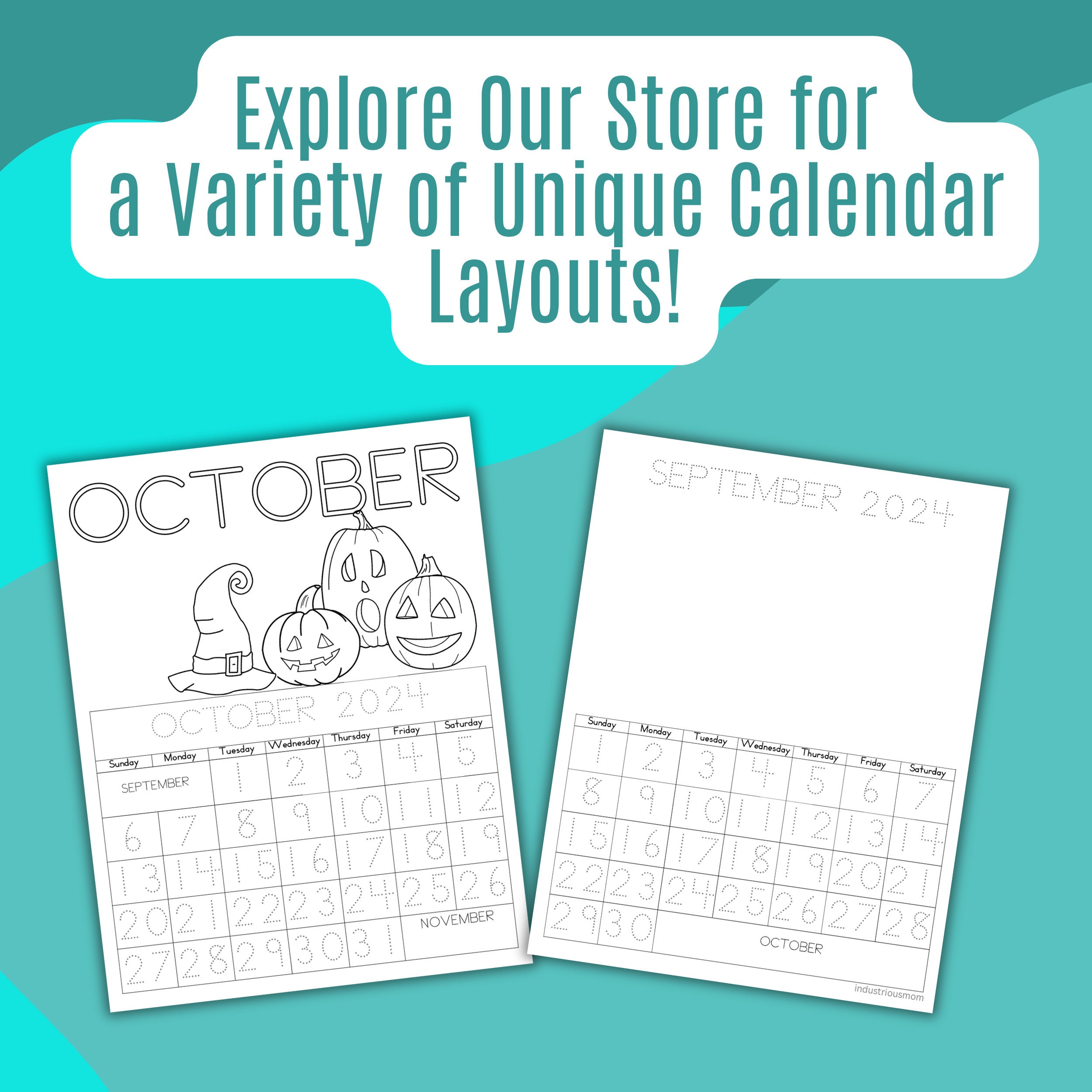 Educational Printable Kids Calendar for the School Year 2024-2025 With ...