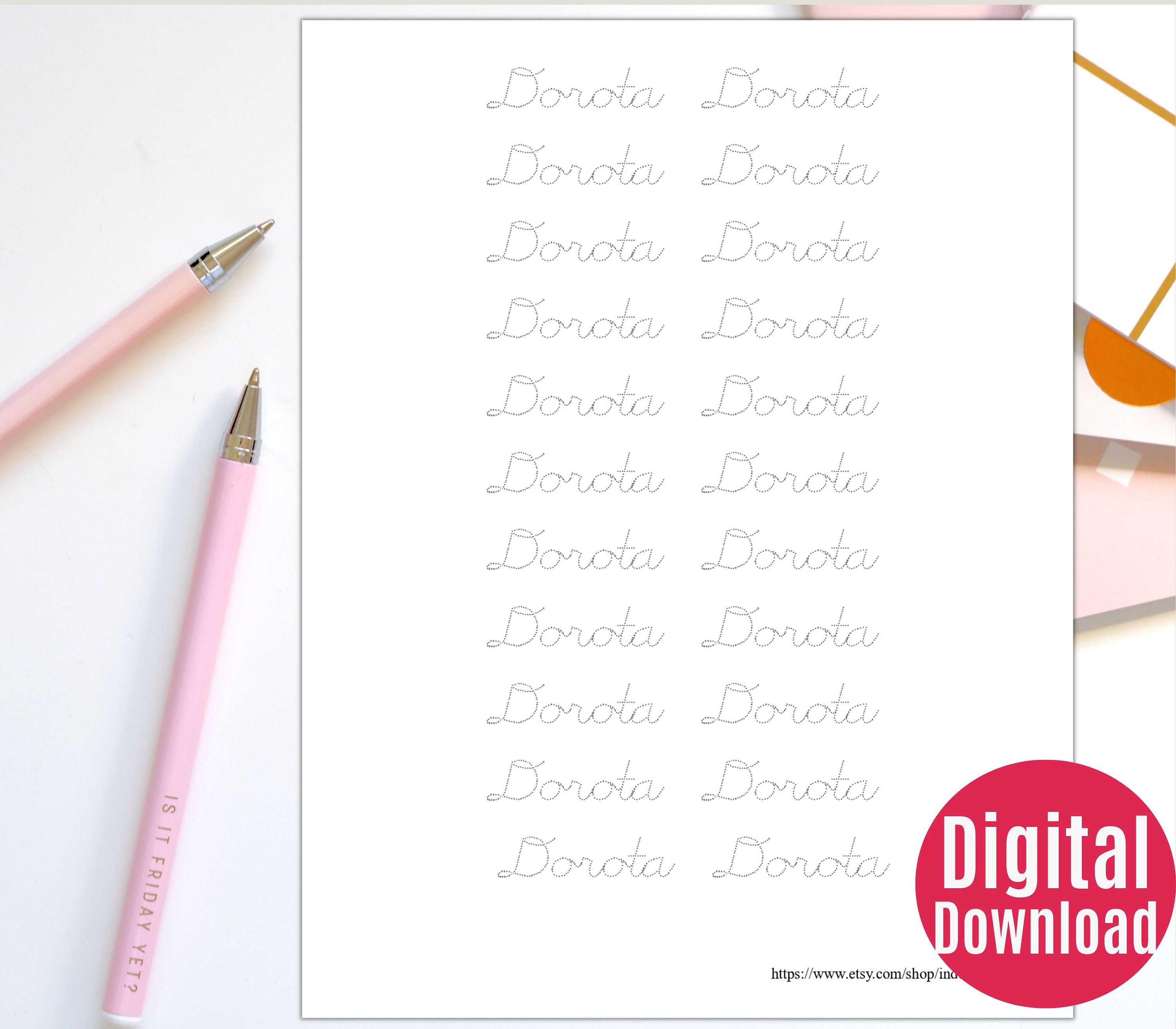 Printable Custom Cursive First and Last Name Tracing Sheet for Adults ...
