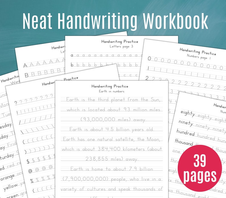 Neat Handwriting Practice Sheet for Teens and Adults Printable US ...