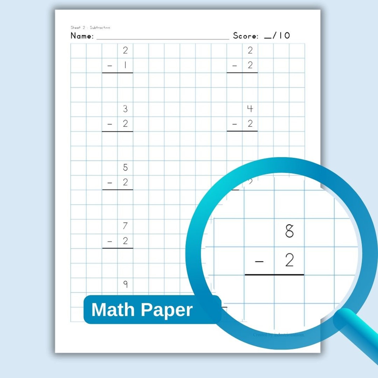 Printable Subtraction Chart & Worksheets Bundle - Kindergarten and 1st ...