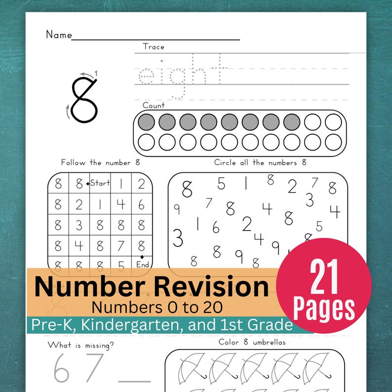 Kindergarten Number Practice Worksheets | Tracing, Counting, and Number ...