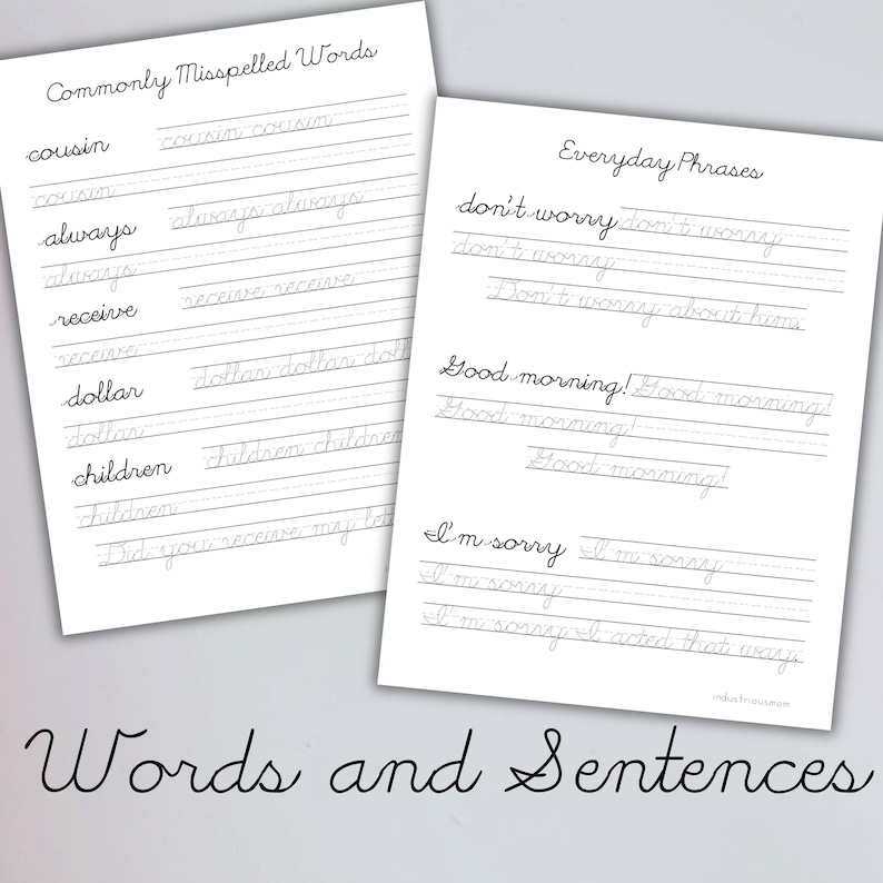 Learning Cursive Writing – Commonly Misspelled Words, Everyday Phrases ...