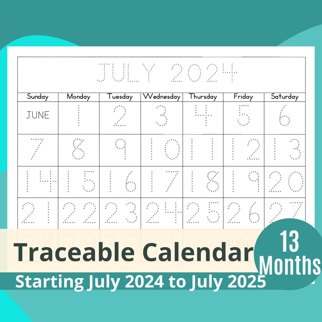 Educational Printable Kids Calendar for the School Year 2024-2025 With ...