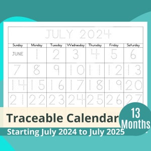 Educational Printable Kids Calendar for the School Year 2024-2025 With ...