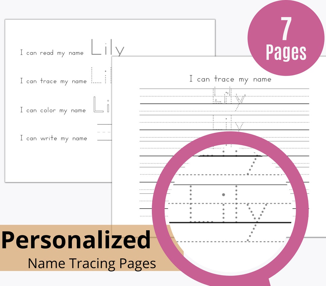 Custom Name Tracing Pages Printable, Handwriting Practice, Name Writing ...